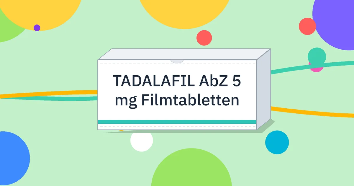 Symbolbild: Packung mit der Aufschrift TADALAFIL AbZ 5 mg Filmtabletten (PZN 13168770) – Verfügbarkeit und Bezug in Apotheken in Frankfurt am Main