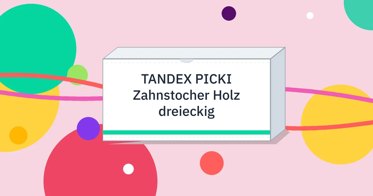 Symbolbild: Packung mit der Aufschrift TANDEX PICKI Zahnstocher Holz dreieckig (PZN 16855614) – Verfügbarkeit und Bezug in Apotheken in Frankfurt am Main