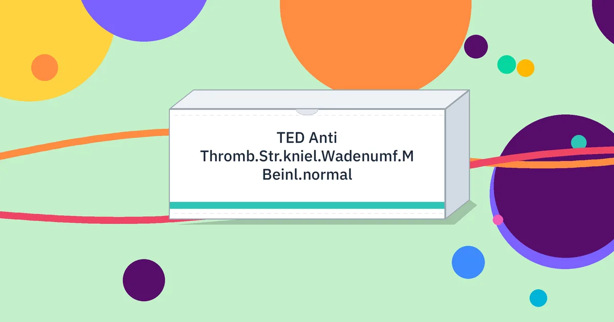 Symbolbild: Packung mit der Aufschrift TED Anti Thromb.Str.kniel.Wadenumf.M Beinl.normal (PZN 12377997) – Verfügbarkeit und Bezug in Apotheken in Frankfurt am Main