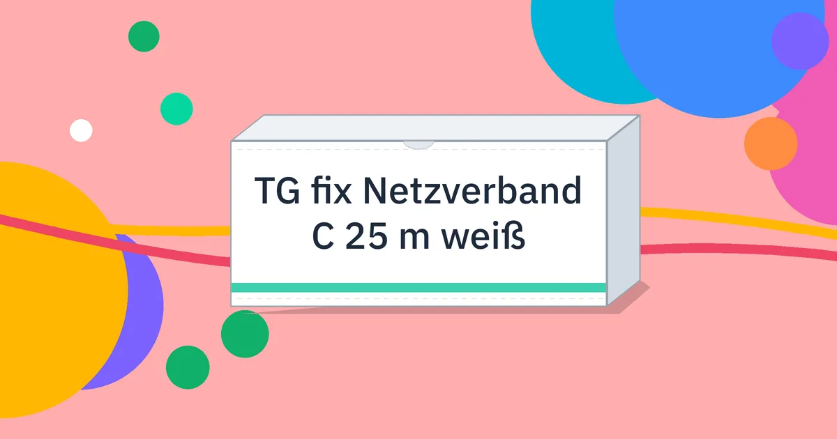 Symbolbild: Packung mit der Aufschrift TG fix Netzverband C 25 m weiß (PZN 15824184) – Verfügbarkeit und Bezug in Apotheken in Frankfurt am Main