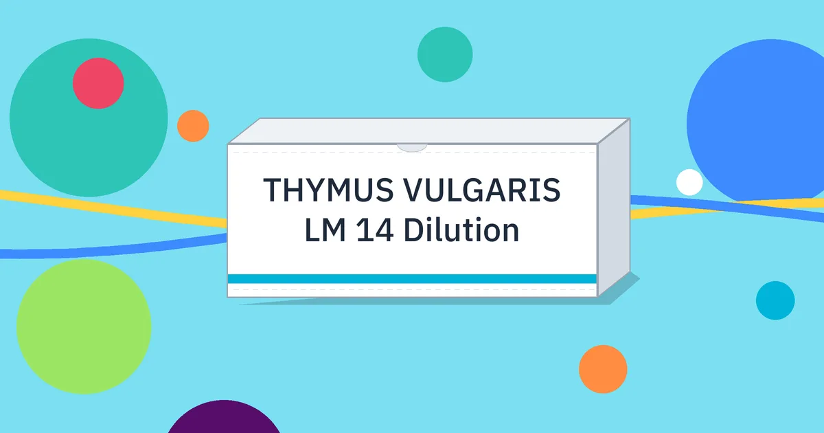 Symbolbild: Packung mit der Aufschrift THYMUS VULGARIS LM 14 Dilution (PZN 13223440) – Verfügbarkeit und Bezug in Apotheken in Frankfurt am Main