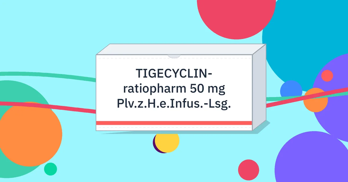 Symbolbild: Packung mit der Aufschrift TIGECYCLIN-ratiopharm 50 mg Plv.z.H.e.Infus.-Lsg. (PZN 12978478) – Verfügbarkeit und Bezug in Apotheken in Frankfurt am Main