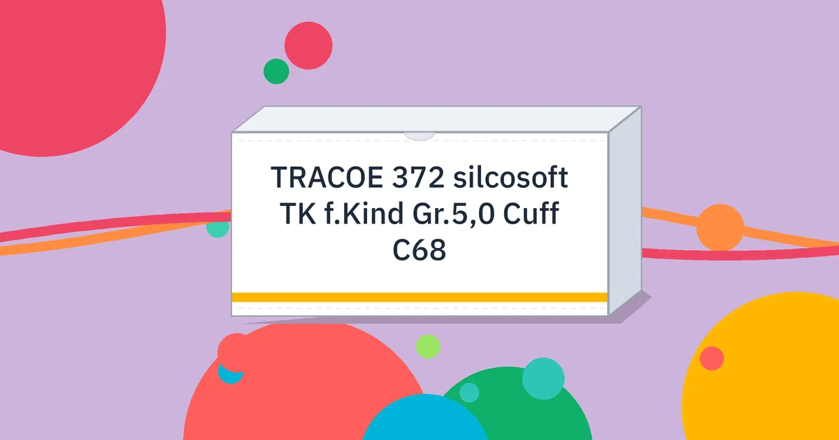 Symbolbild: Packung mit der Aufschrift TRACOE 372 silcosoft TK f.Kind Gr.5,0 Cuff C68 (PZN 14316592) – Verfügbarkeit und Bezug in Apotheken in Frankfurt am Main