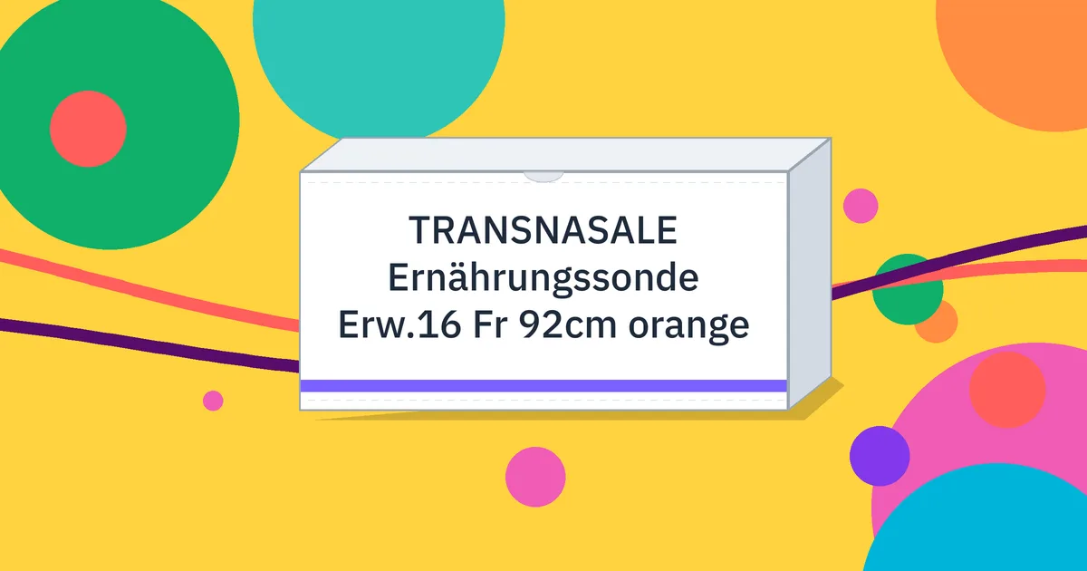 Symbolbild: Packung mit der Aufschrift TRANSNASALE Ernährungssonde Erw.16 Fr 92cm orange (PZN 19996976) – Verfügbarkeit und Bezug in Apotheken in Frankfurt am Main