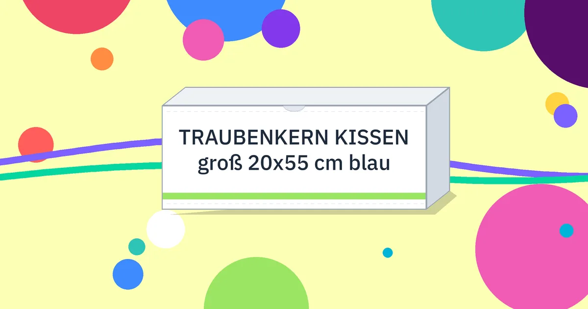 Symbolbild: Packung mit der Aufschrift TRAUBENKERN KISSEN groß 20x55 cm blau (PZN 13909640) – Verfügbarkeit und Bezug in Apotheken in Frankfurt am Main