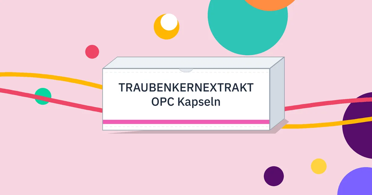 Symbolbild: Packung mit der Aufschrift TRAUBENKERNEXTRAKT OPC Kapseln (PZN 03035192) – Verfügbarkeit und Bezug in Apotheken in Frankfurt am Main
