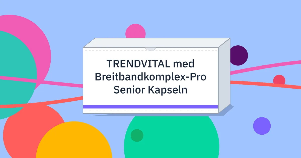 Symbolbild: Packung mit der Aufschrift TRENDVITAL med Breitbandkomplex-Pro Senior Kapseln (PZN 12563292) – Verfügbarkeit und Bezug in Apotheken in Frankfurt am Main