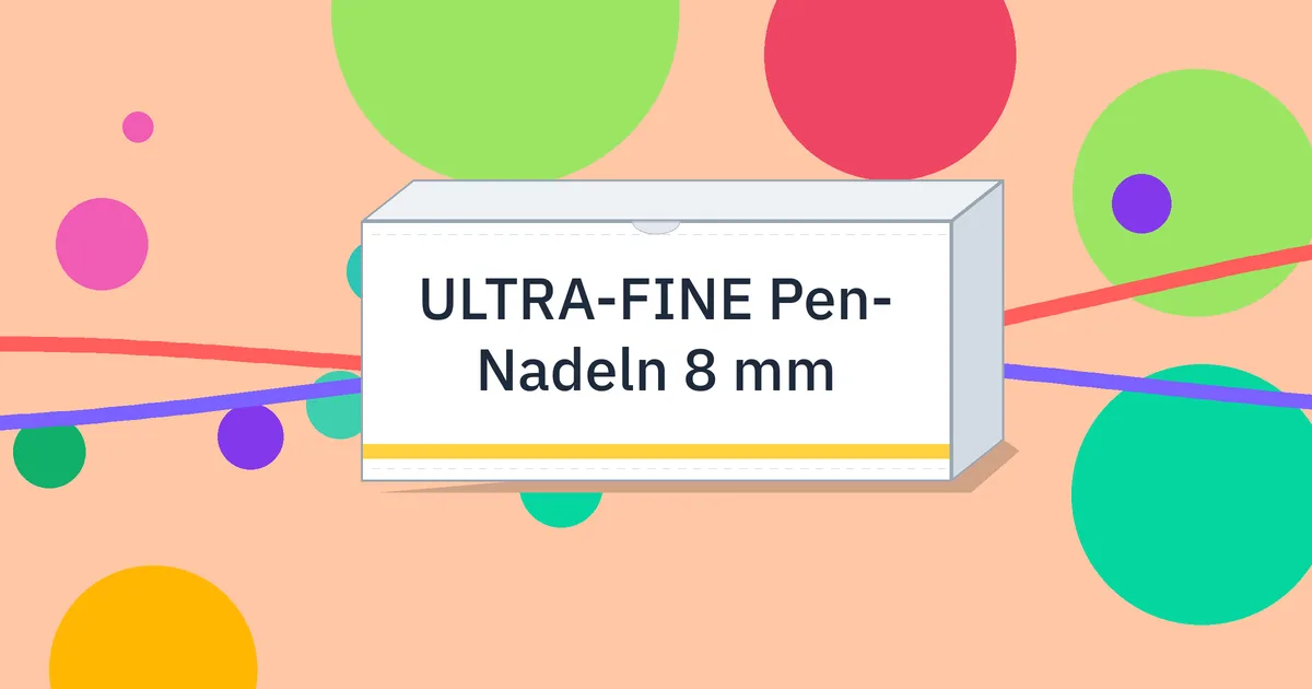 Symbolbild: Packung mit der Aufschrift ULTRA-FINE Pen-Nadeln 8 mm (PZN 20540017) – Verfügbarkeit und Bezug in Apotheken in Frankfurt am Main