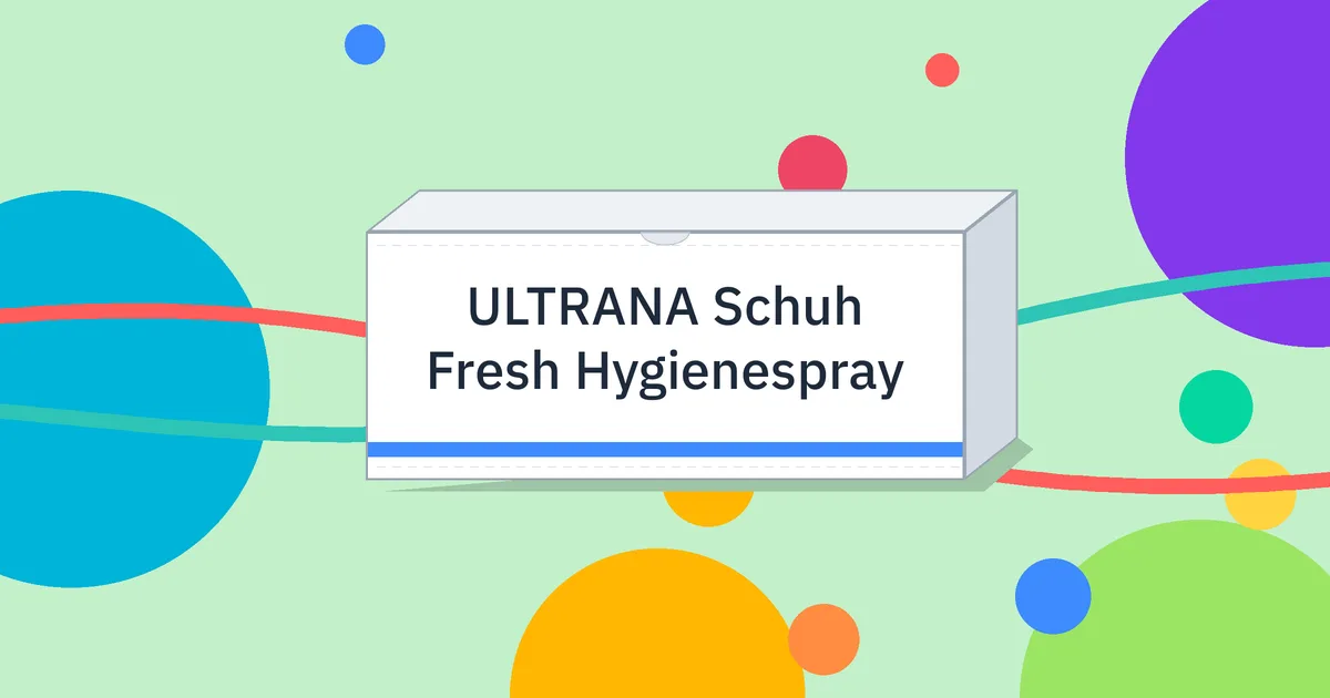 Symbolbild: Packung mit der Aufschrift ULTRANA Schuh Fresh Hygienespray (PZN 14418111) – Verfügbarkeit und Bezug in Apotheken in Frankfurt am Main