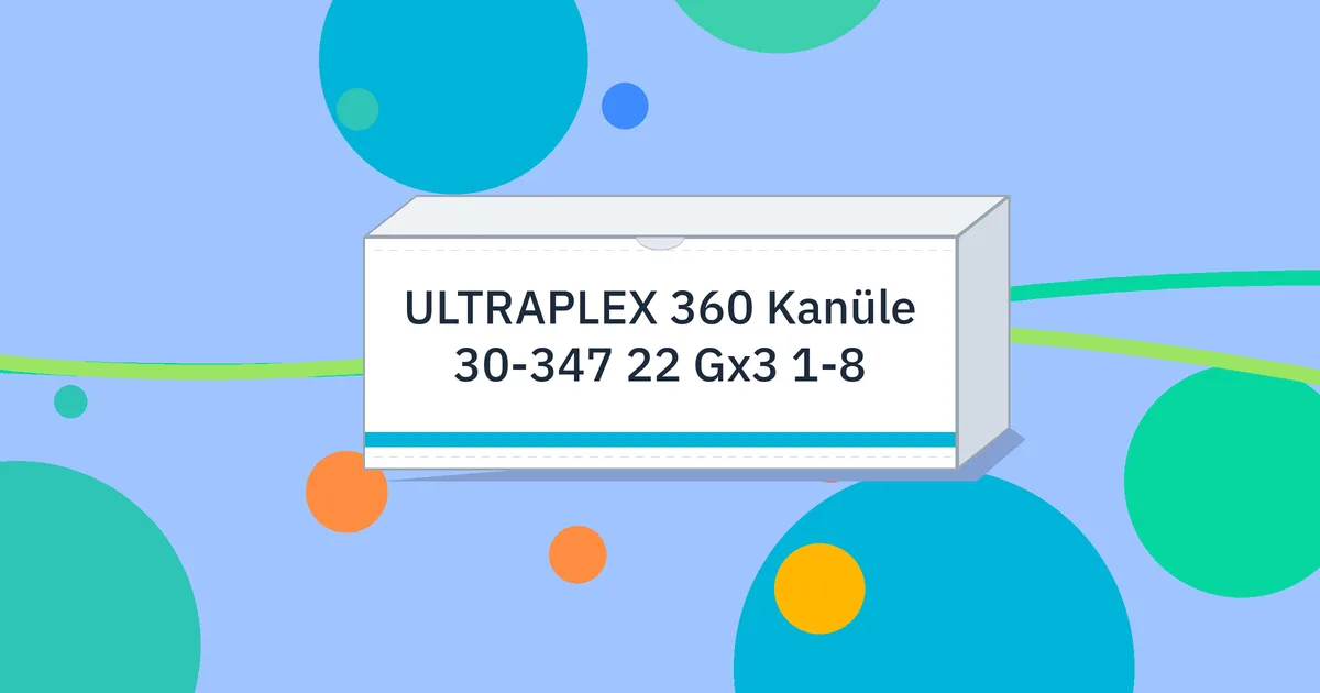 Symbolbild: Packung mit der Aufschrift ULTRAPLEX 360 Kanüle 30-347 22 Gx3 1-8 (PZN 11540573) – Verfügbarkeit und Bezug in Apotheken in Frankfurt am Main