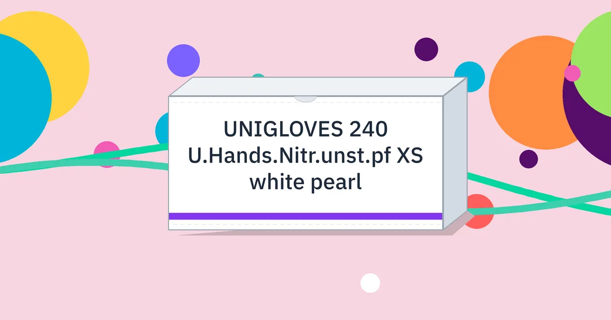 Symbolbild: Packung mit der Aufschrift UNIGLOVES 240 U.Hands.Nitr.unst.pf XS white pearl (PZN 18101345) – Verfügbarkeit und Bezug in Apotheken in Frankfurt am Main