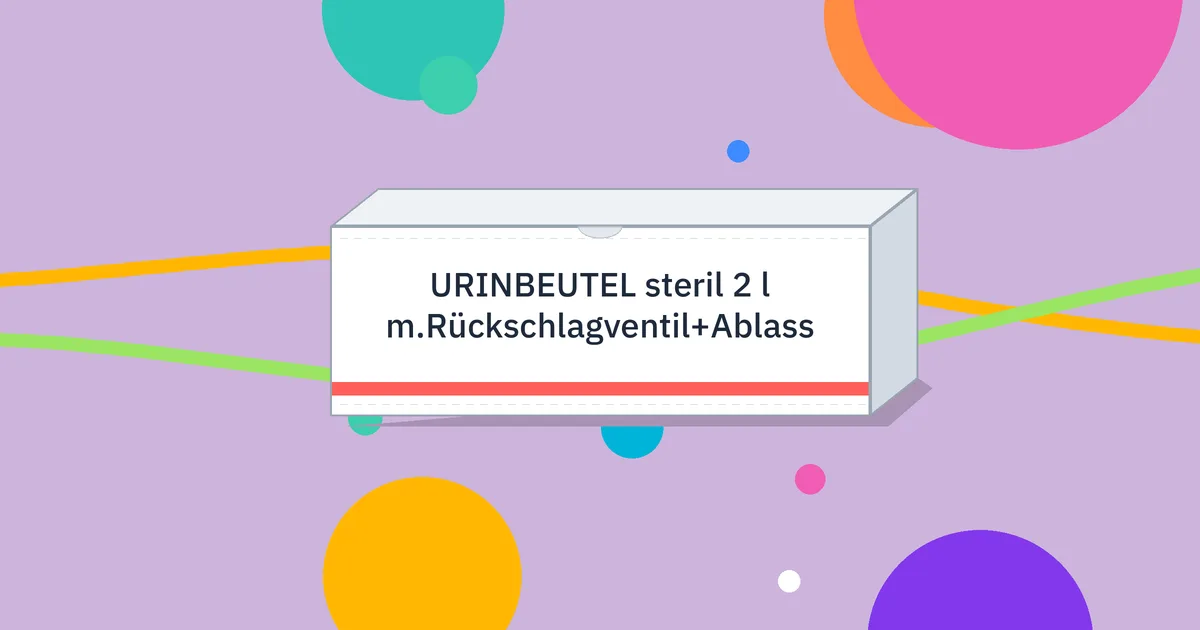 Symbolbild: Packung mit der Aufschrift URINBEUTEL steril 2 l m.Rückschlagventil+Ablass (PZN 09388603) – Verfügbarkeit und Bezug in Apotheken in Frankfurt am Main