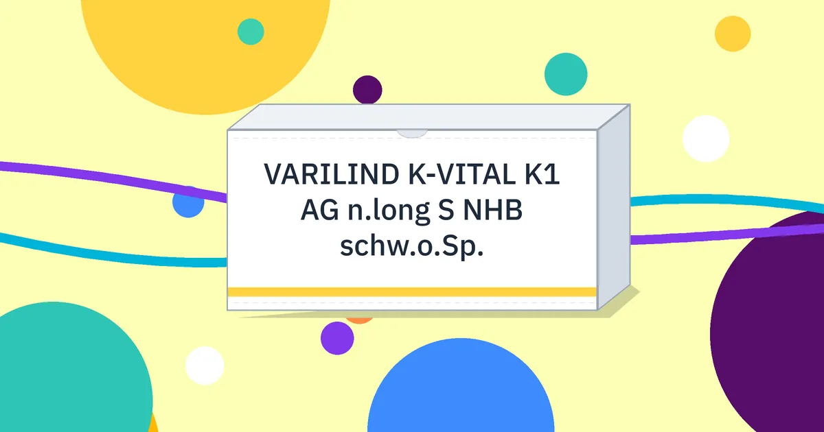 Symbolbild: Packung mit der Aufschrift VARILIND K-VITAL K1 AG n.long S NHB schw.o.Sp. (PZN 20563656) – Verfügbarkeit und Bezug in Apotheken in Frankfurt am Main