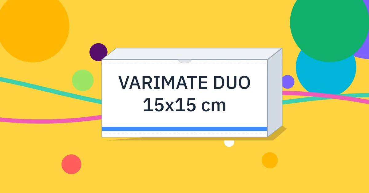 Symbolbild: Packung mit der Aufschrift VARIMATE DUO 15x15 cm (PZN 02788191) – Verfügbarkeit und Bezug in Apotheken in Frankfurt am Main