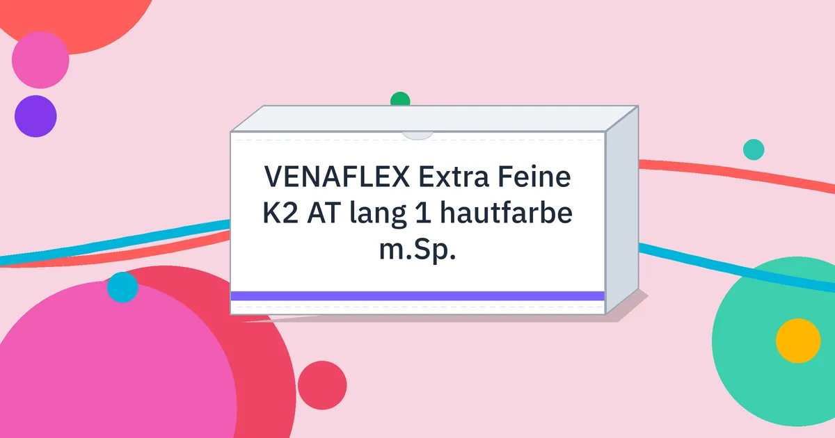 Symbolbild: Packung mit der Aufschrift VENAFLEX Extra Feine K2 AT lang 1 hautfarbe m.Sp. (PZN 18308589) – Verfügbarkeit und Bezug in Apotheken in Frankfurt am Main