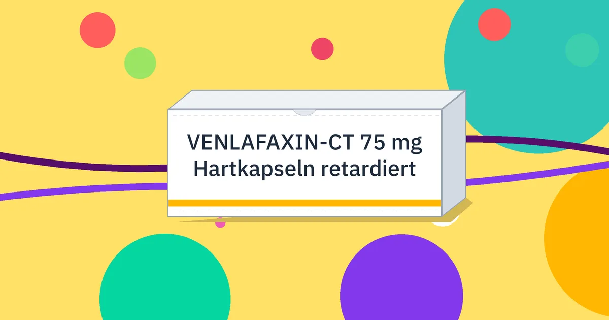 Symbolbild: Packung mit der Aufschrift VENLAFAXIN-CT 75 mg Hartkapseln retardiert (PZN 06794308) – Verfügbarkeit und Bezug in Apotheken in Frankfurt am Main