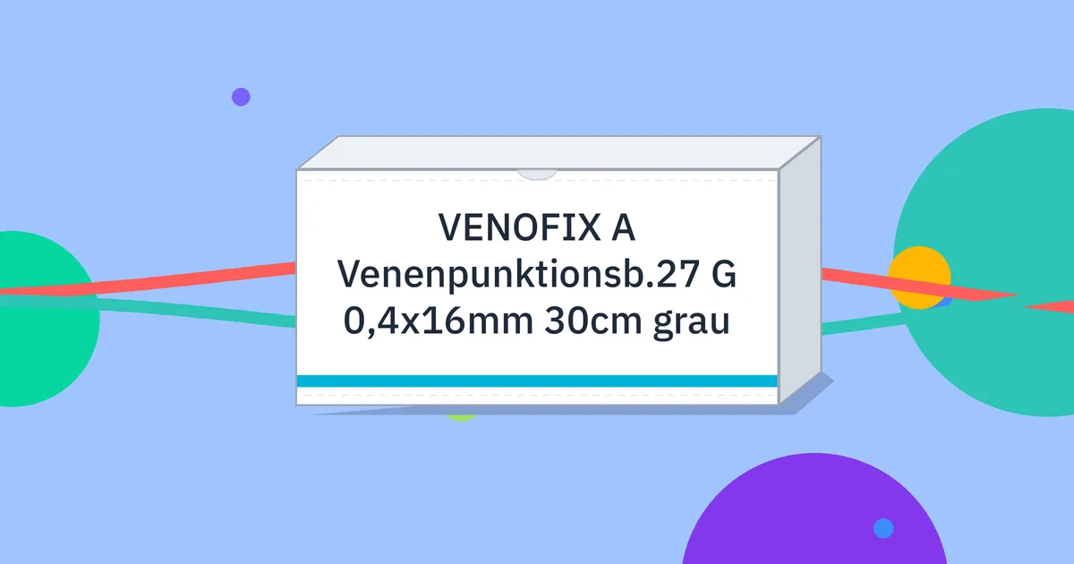 Symbolbild: Packung mit der Aufschrift VENOFIX A Venenpunktionsb.27 G 0,4x16mm 30cm grau (PZN 17935309) – Verfügbarkeit und Bezug in Apotheken in Frankfurt am Main