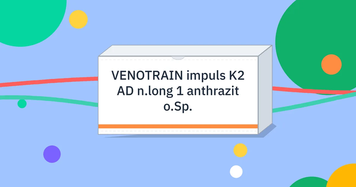 Symbolbild: Packung mit der Aufschrift VENOTRAIN impuls K2 AD n.long 1 anthrazit o.Sp. (PZN 15221994) – Verfügbarkeit und Bezug in Apotheken in Frankfurt am Main