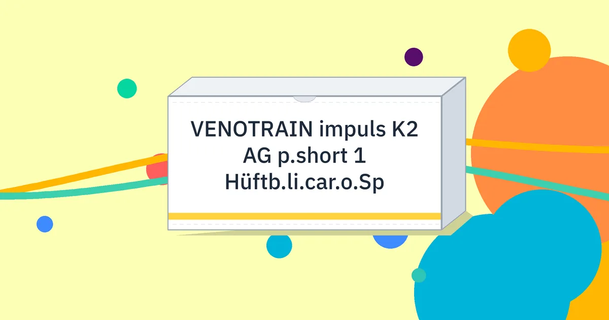 Symbolbild: Packung mit der Aufschrift VENOTRAIN impuls K2 AG p.short 1 Hüftb.li.car.o.Sp (PZN 08424030) – Verfügbarkeit und Bezug in Apotheken in Frankfurt am Main