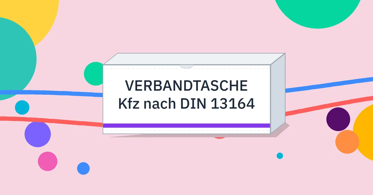 Symbolbild: Packung mit der Aufschrift VERBANDTASCHE Kfz nach DIN 13164 (PZN 08453770) – Verfügbarkeit und Bezug in Apotheken in Frankfurt am Main