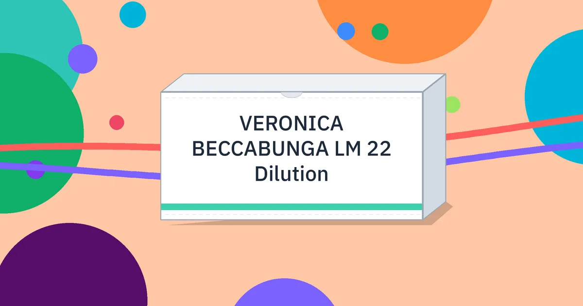 Symbolbild: Packung mit der Aufschrift VERONICA BECCABUNGA LM 22 Dilution (PZN 13269206) – Verfügbarkeit und Bezug in Apotheken in Frankfurt am Main