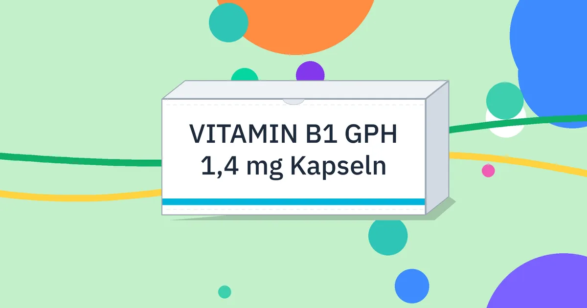 Symbolbild: Packung mit der Aufschrift VITAMIN B1 GPH 1,4 mg Kapseln (PZN 01642893) – Verfügbarkeit und Bezug in Apotheken in Frankfurt am Main