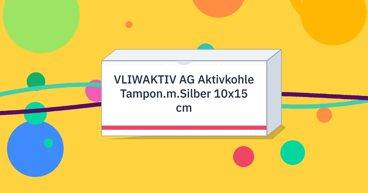 Symbolbild: Packung mit der Aufschrift VLIWAKTIV AG Aktivkohle Tampon.m.Silber 10x15 cm (PZN 04862827) – Verfügbarkeit und Bezug in Apotheken in Frankfurt am Main