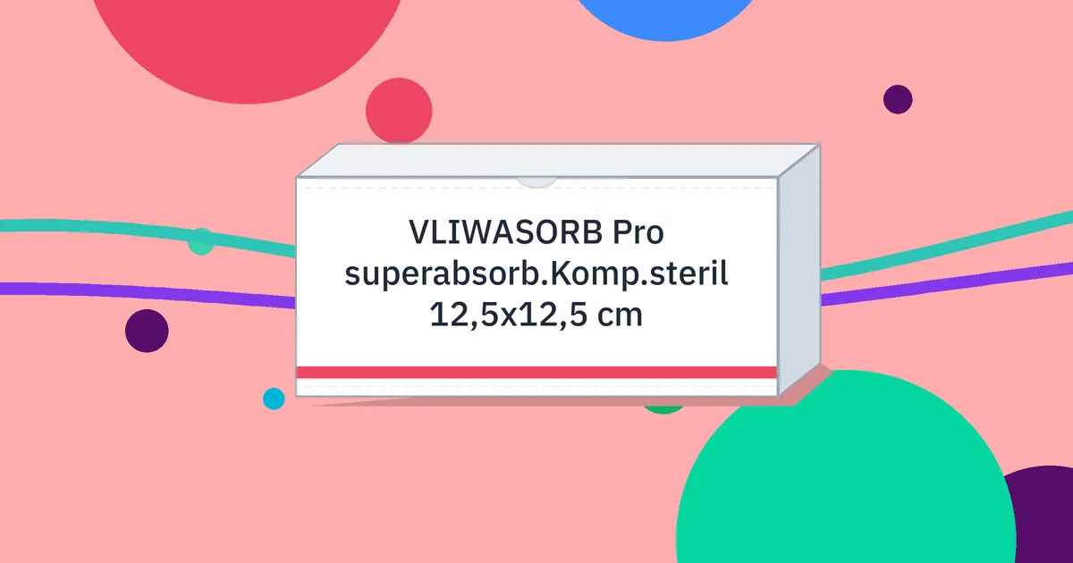 Symbolbild: Packung mit der Aufschrift VLIWASORB Pro superabsorb.Komp.steril 12,5x12,5 cm (PZN 17253076) – Verfügbarkeit und Bezug in Apotheken in Frankfurt am Main