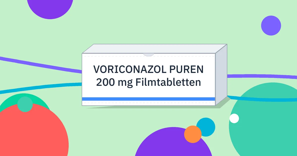 Symbolbild: Packung mit der Aufschrift VORICONAZOL PUREN 200 mg Filmtabletten (PZN 20158246) – Verfügbarkeit und Bezug in Apotheken in Frankfurt am Main