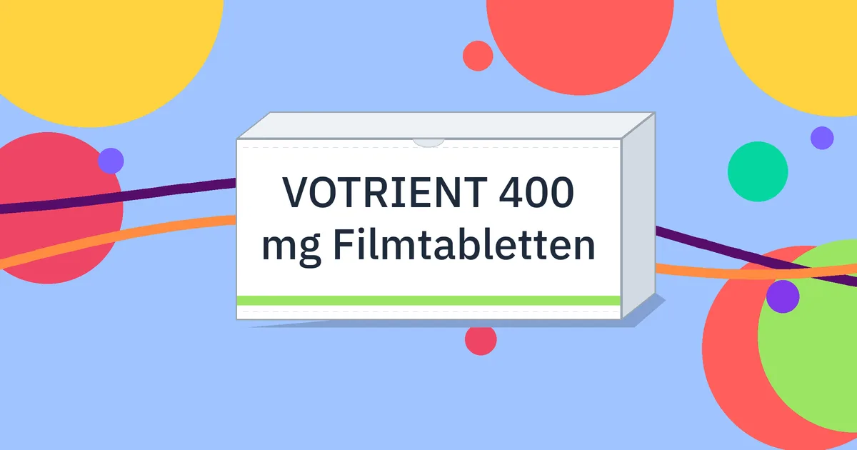 Symbolbild: Packung mit der Aufschrift VOTRIENT 400 mg Filmtabletten (PZN 06140819) – Verfügbarkeit und Bezug in Apotheken in Frankfurt am Main