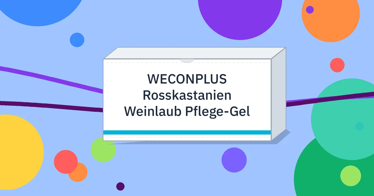 Symbolbild: Packung mit der Aufschrift WECONPLUS Rosskastanien Weinlaub Pflege-Gel (PZN 07034309) – Verfügbarkeit und Bezug in Apotheken in Frankfurt am Main