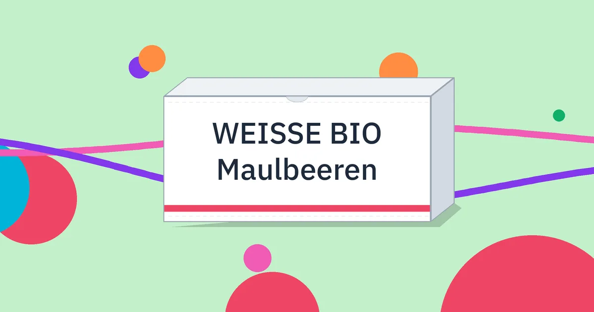 Symbolbild: Packung mit der Aufschrift WEISSE BIO Maulbeeren (PZN 10115454) – Verfügbarkeit und Bezug in Apotheken in Frankfurt am Main