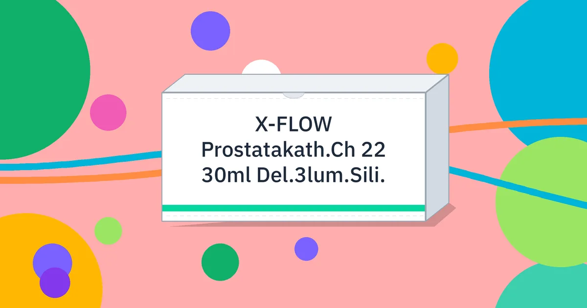 Symbolbild: Packung mit der Aufschrift X-FLOW Prostatakath.Ch 22 30ml Del.3lum.Sili. (PZN 17508398) – Verfügbarkeit und Bezug in Apotheken in Frankfurt am Main