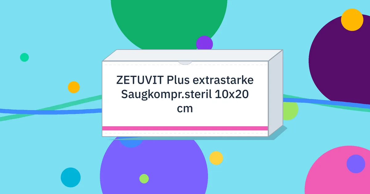 Symbolbild: Packung mit der Aufschrift ZETUVIT Plus extrastarke Saugkompr.steril 10x20 cm (PZN 20544015) – Verfügbarkeit und Bezug in Apotheken in Frankfurt am Main
