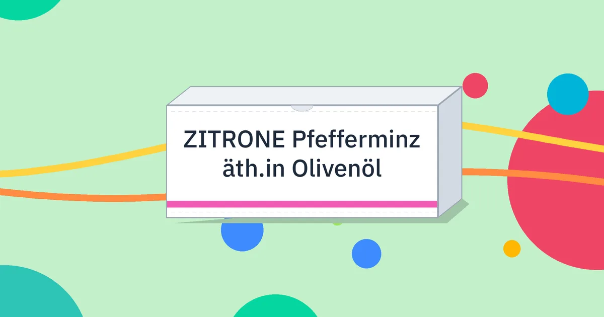 Symbolbild: Packung mit der Aufschrift ZITRONE Pfefferminz äth.in Olivenöl (PZN 18791054) – Verfügbarkeit und Bezug in Apotheken in Frankfurt am Main