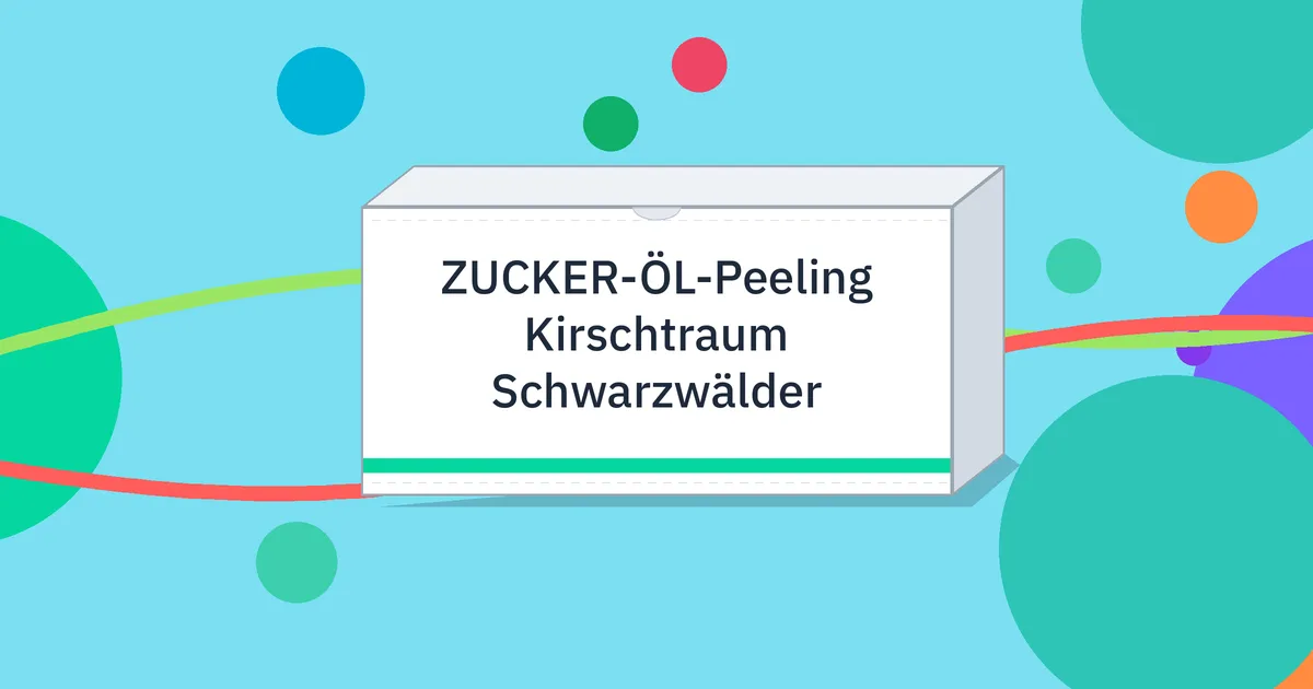 Symbolbild: Packung mit der Aufschrift ZUCKER-ÖL-Peeling Kirschtraum Schwarzwälder (PZN 19961239) – Verfügbarkeit und Bezug in Apotheken in Frankfurt am Main
