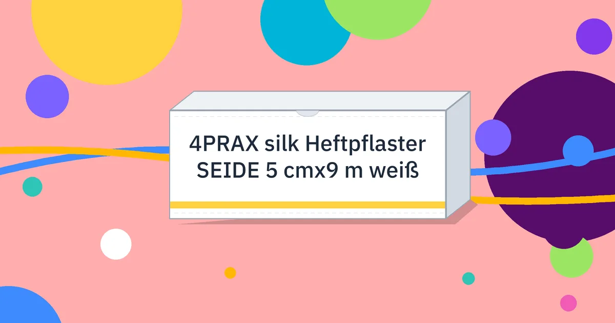 Symbolbild: Packung mit der Aufschrift 4PRAX silk Heftpflaster SEIDE 5 cmx9 m weiß (PZN 20230943) – Verfügbarkeit und Bezug in Apotheken in Frankfurt am Main