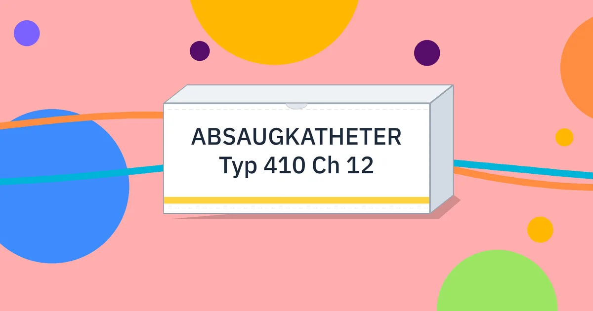 Symbolbild: Packung mit der Aufschrift ABSAUGKATHETER Typ 410 Ch 12 (PZN 07489702) – Verfügbarkeit und Bezug in Apotheken in Frankfurt am Main