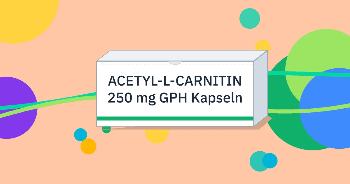 Symbolbild: Packung mit der Aufschrift ACETYL-L-CARNITIN 250 mg GPH Kapseln (PZN 09681266) – Verfügbarkeit und Bezug in Apotheken in Frankfurt am Main