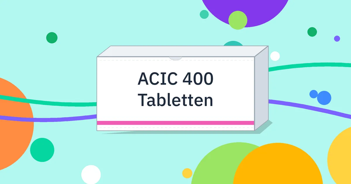 Symbolbild: Packung mit der Aufschrift ACIC 400 Tabletten (PZN 04887721) – Verfügbarkeit und Bezug in Apotheken in Frankfurt am Main