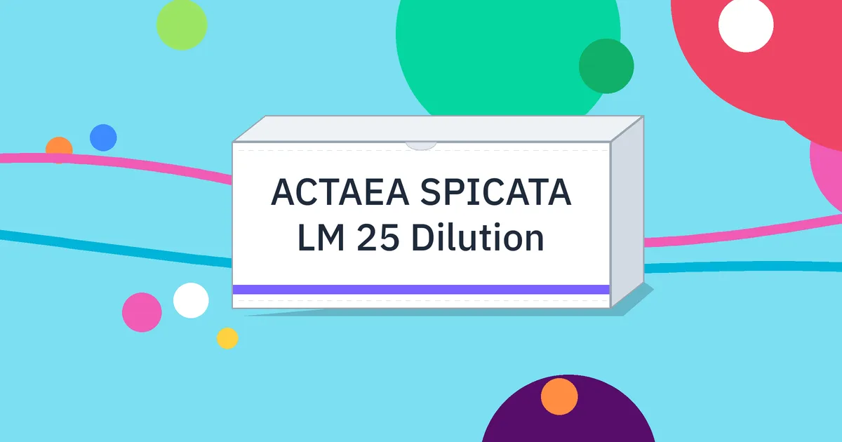 Symbolbild: Packung mit der Aufschrift ACTAEA SPICATA LM 25 Dilution (PZN 13293848) – Verfügbarkeit und Bezug in Apotheken in Frankfurt am Main