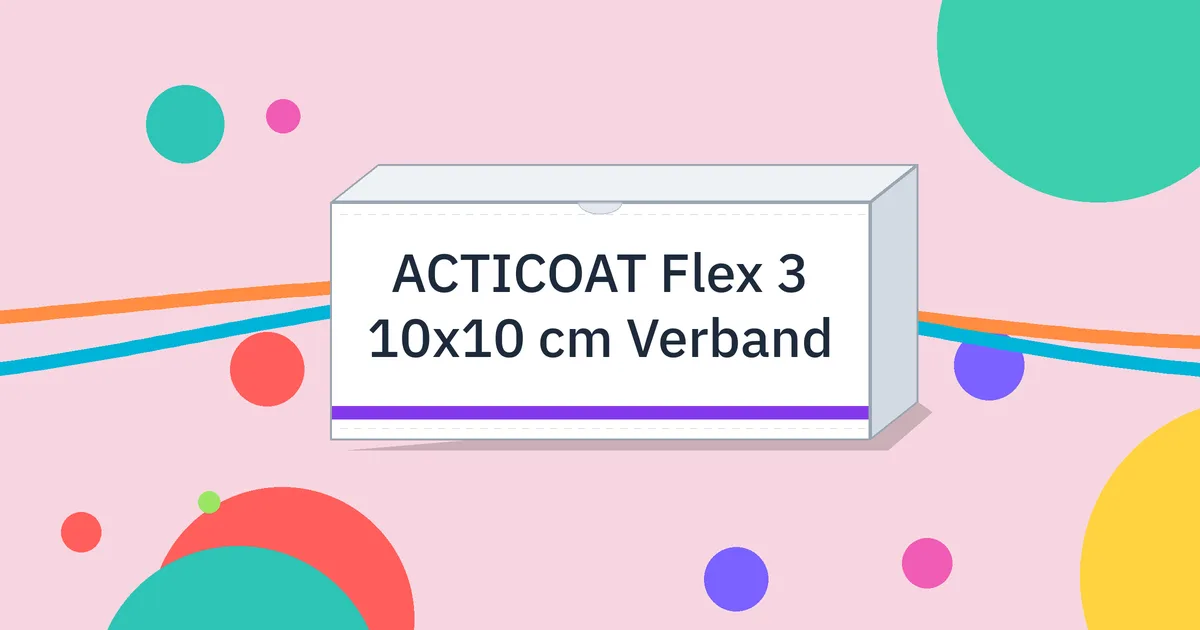 Symbolbild: Packung mit der Aufschrift ACTICOAT Flex 3 10x10 cm Verband (PZN 17815551) – Verfügbarkeit und Bezug in Apotheken in Frankfurt am Main