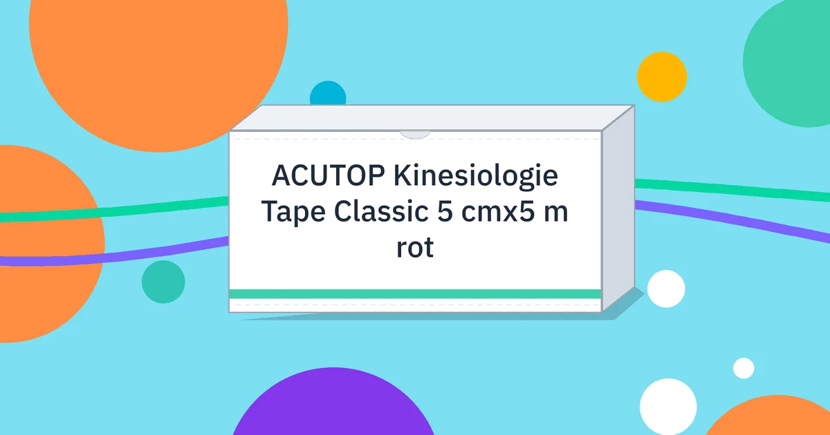 Symbolbild: Packung mit der Aufschrift ACUTOP Kinesiologie Tape Classic 5 cmx5 m rot (PZN 14180112) – Verfügbarkeit und Bezug in Apotheken in Frankfurt am Main