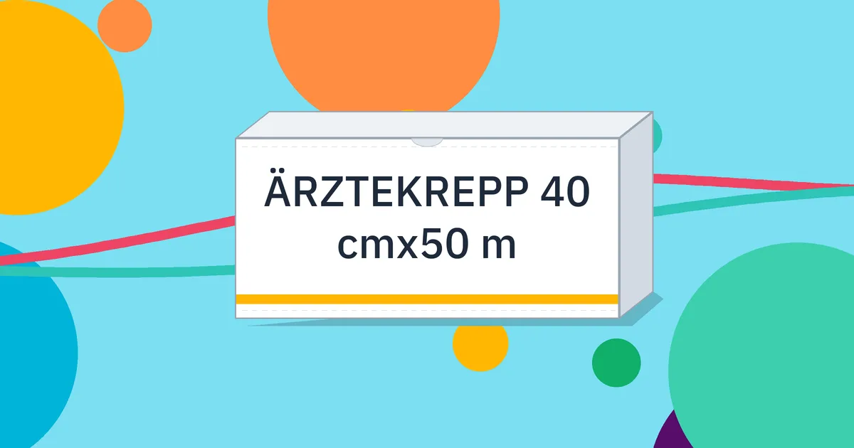 Symbolbild: Packung mit der Aufschrift ÄRZTEKREPP 40 cmx50 m (PZN 01723752) – Verfügbarkeit und Bezug in Apotheken in Frankfurt am Main