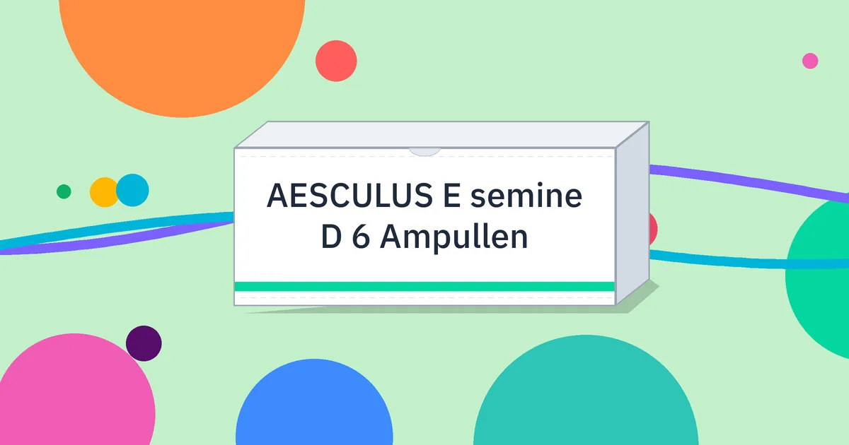 Symbolbild: Packung mit der Aufschrift AESCULUS E semine D 6 Ampullen (PZN 02900239) – Verfügbarkeit und Bezug in Apotheken in Frankfurt am Main