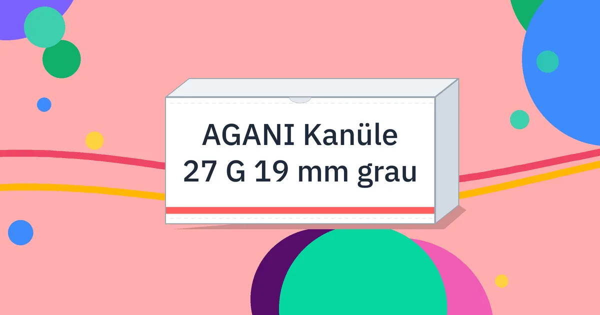 Symbolbild: Packung mit der Aufschrift AGANI Kanüle 27 G 19 mm grau (PZN 20130638) – Verfügbarkeit und Bezug in Apotheken in Frankfurt am Main
