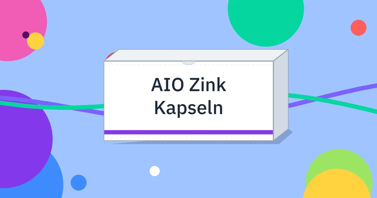 Symbolbild: Packung mit der Aufschrift AIO Zink Kapseln (PZN 19178858) – Verfügbarkeit und Bezug in Apotheken in Frankfurt am Main