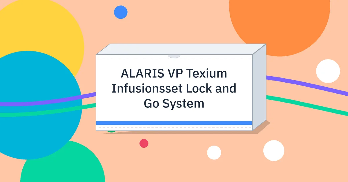 Symbolbild: Packung mit der Aufschrift ALARIS VP Texium Infusionsset Lock and Go System (PZN 15308790) – Verfügbarkeit und Bezug in Apotheken in Frankfurt am Main