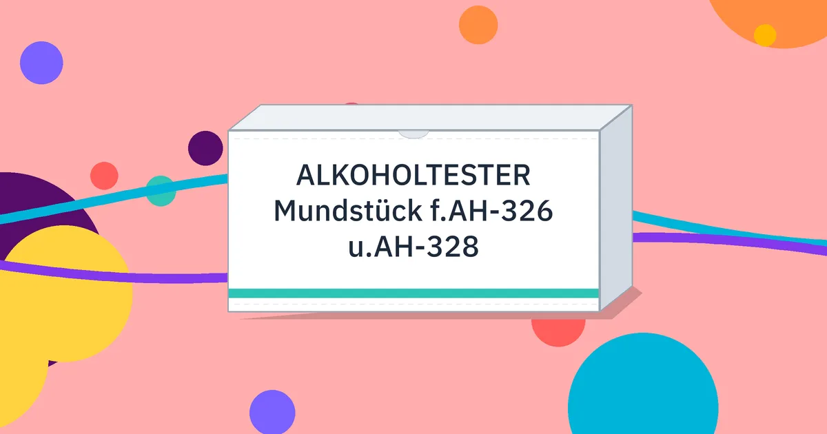 Symbolbild: Packung mit der Aufschrift ALKOHOLTESTER Mundstück f.AH-326 u.AH-328 (PZN 06816961) – Verfügbarkeit und Bezug in Apotheken in Frankfurt am Main