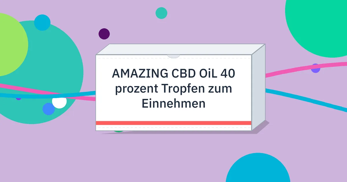 Symbolbild: Packung mit der Aufschrift AMAZING CBD OiL 40 prozent Tropfen zum Einnehmen (PZN 20102323) – Verfügbarkeit und Bezug in Apotheken in Frankfurt am Main